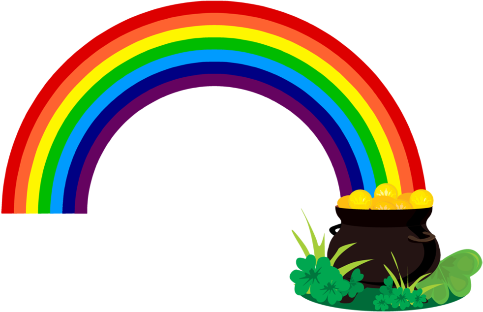 Pot Of Gold Rainbow Leprechaun Clip Art - Rainbow St Patricks Day ...