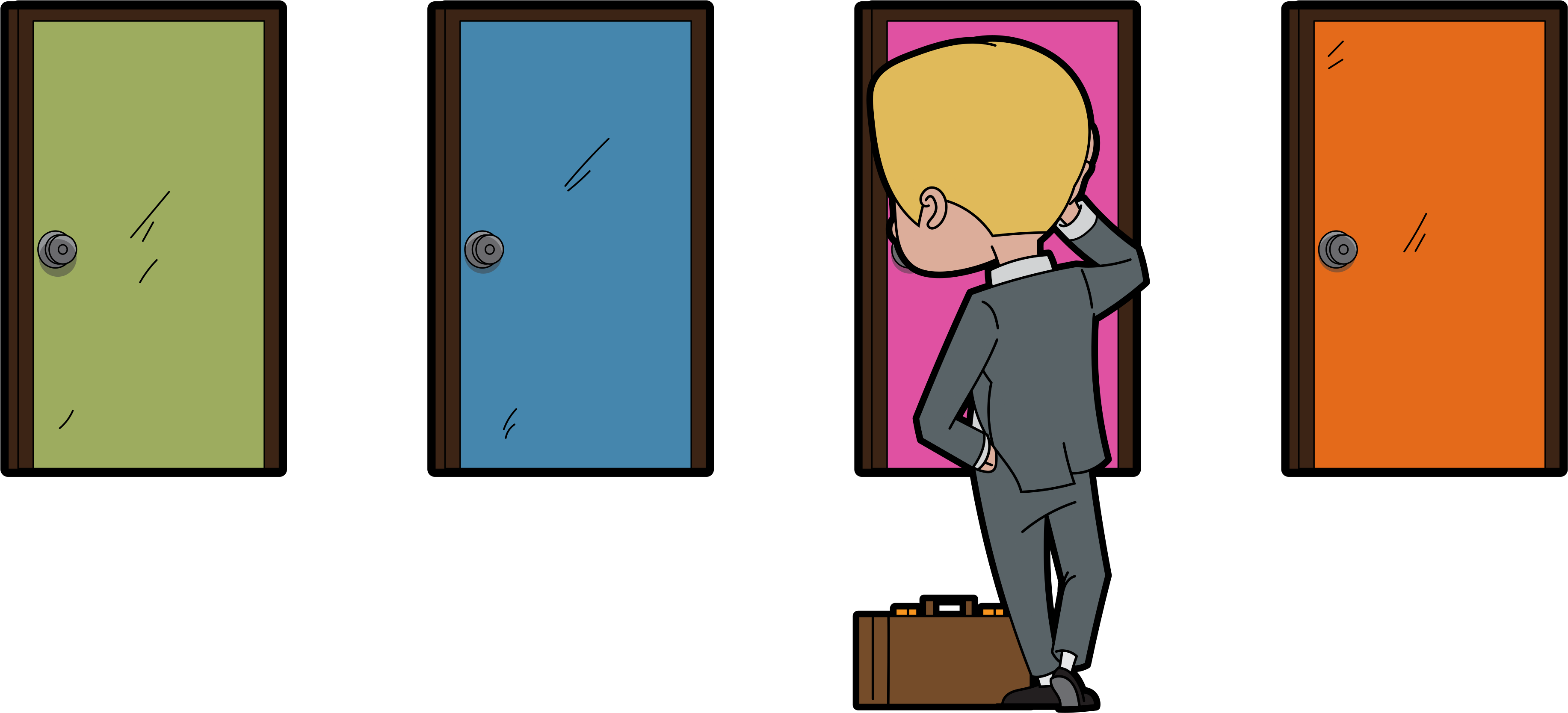 Career Change Cartoon With Multiple Doors - Cartoon Clipart - Full Size ...