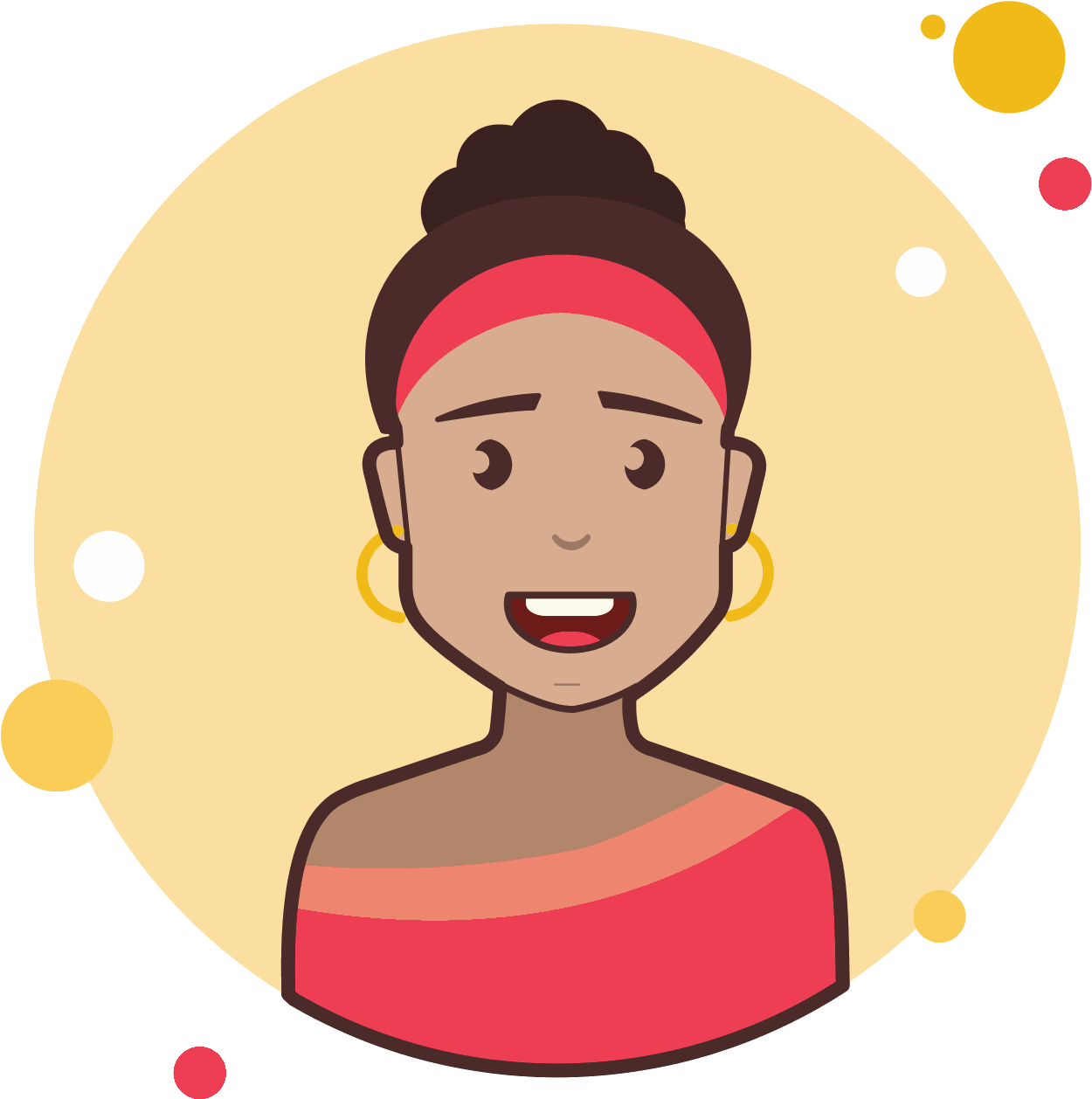 Brown Curly Hair Lady With Golden Earrings Icon - Question Girl Png ...