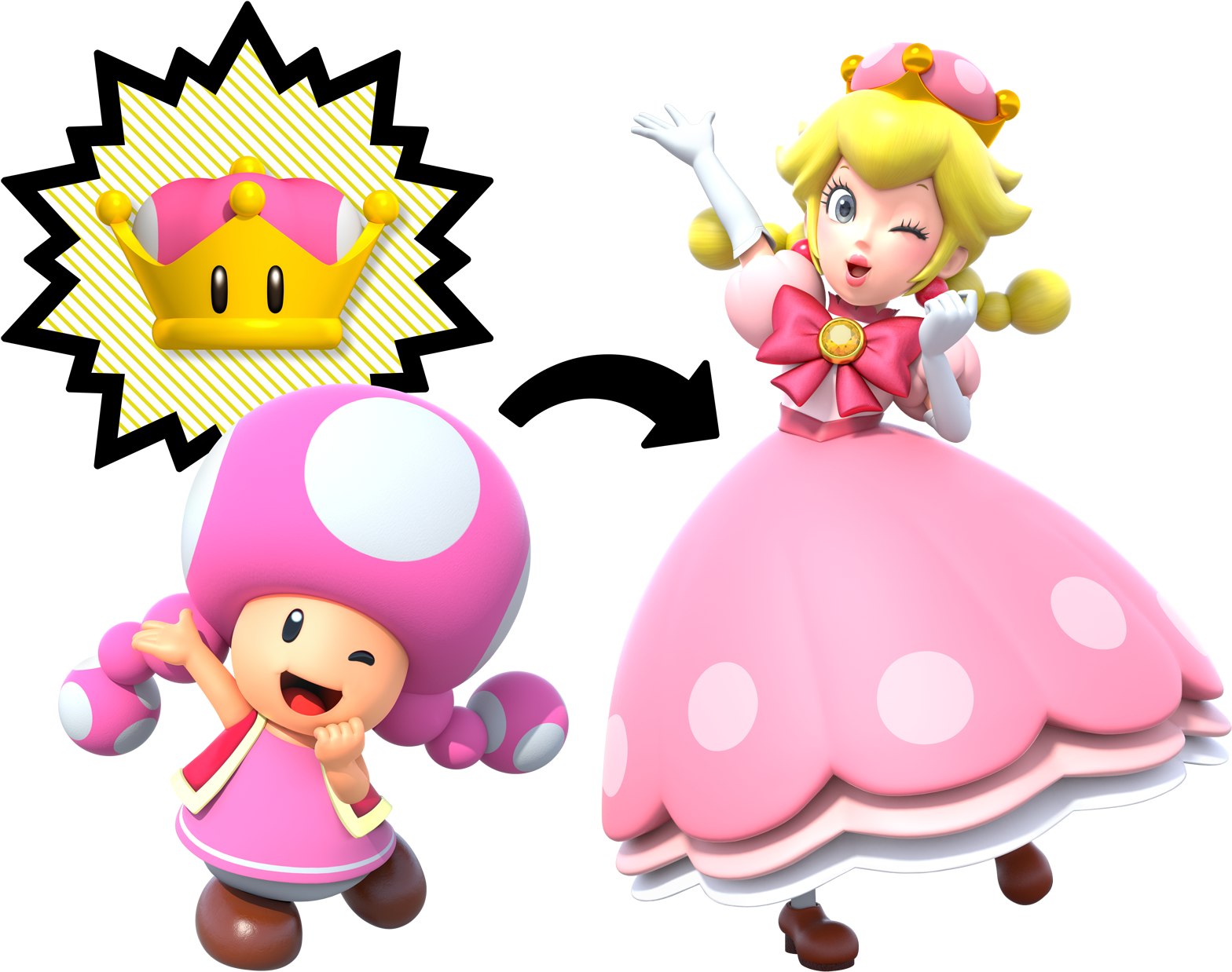 In The Deluxe Port Of New Super Mario Bros - Pink Mushroom Crown Mario ...
