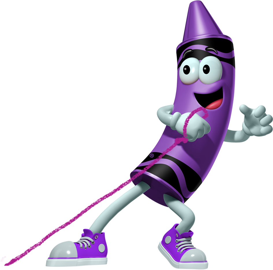 Purple Crayon Cartoon Character Pulling A Purple String - Crayola ...