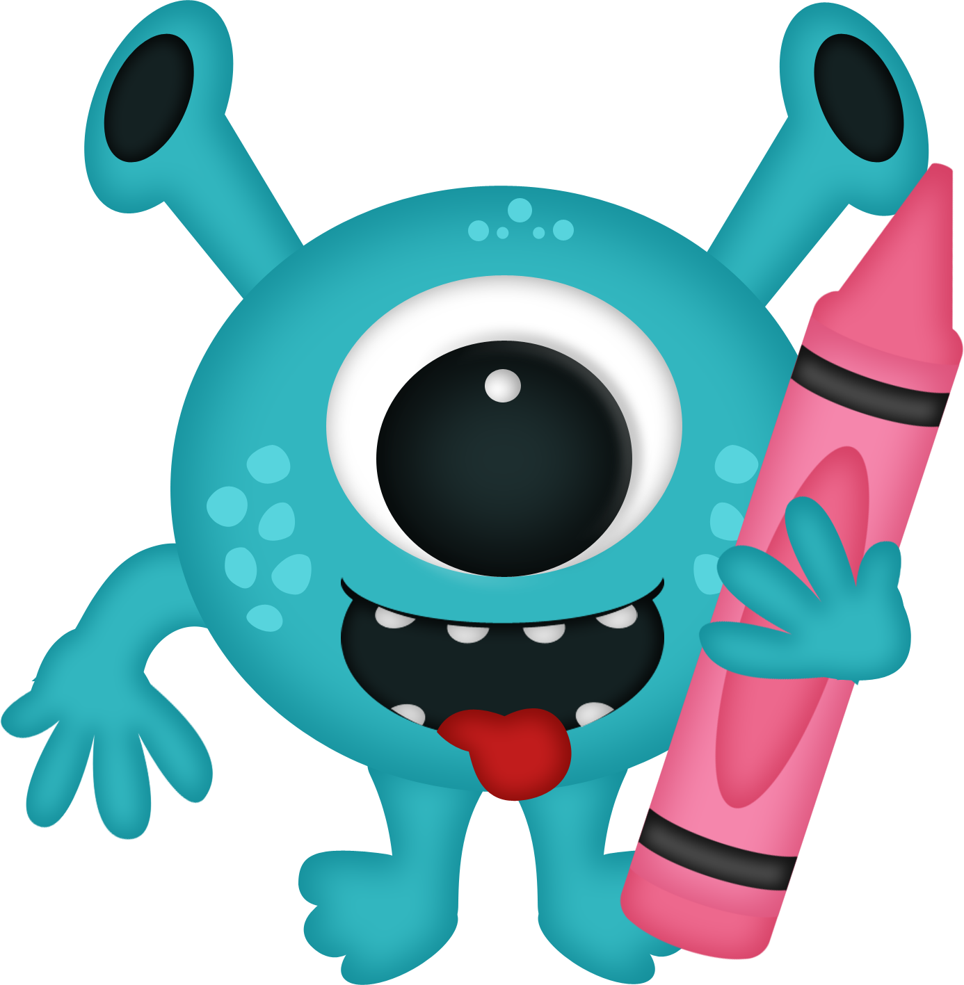 Monster Holding A Crayon Clip Art - Monster - Png Download - Full Size ...