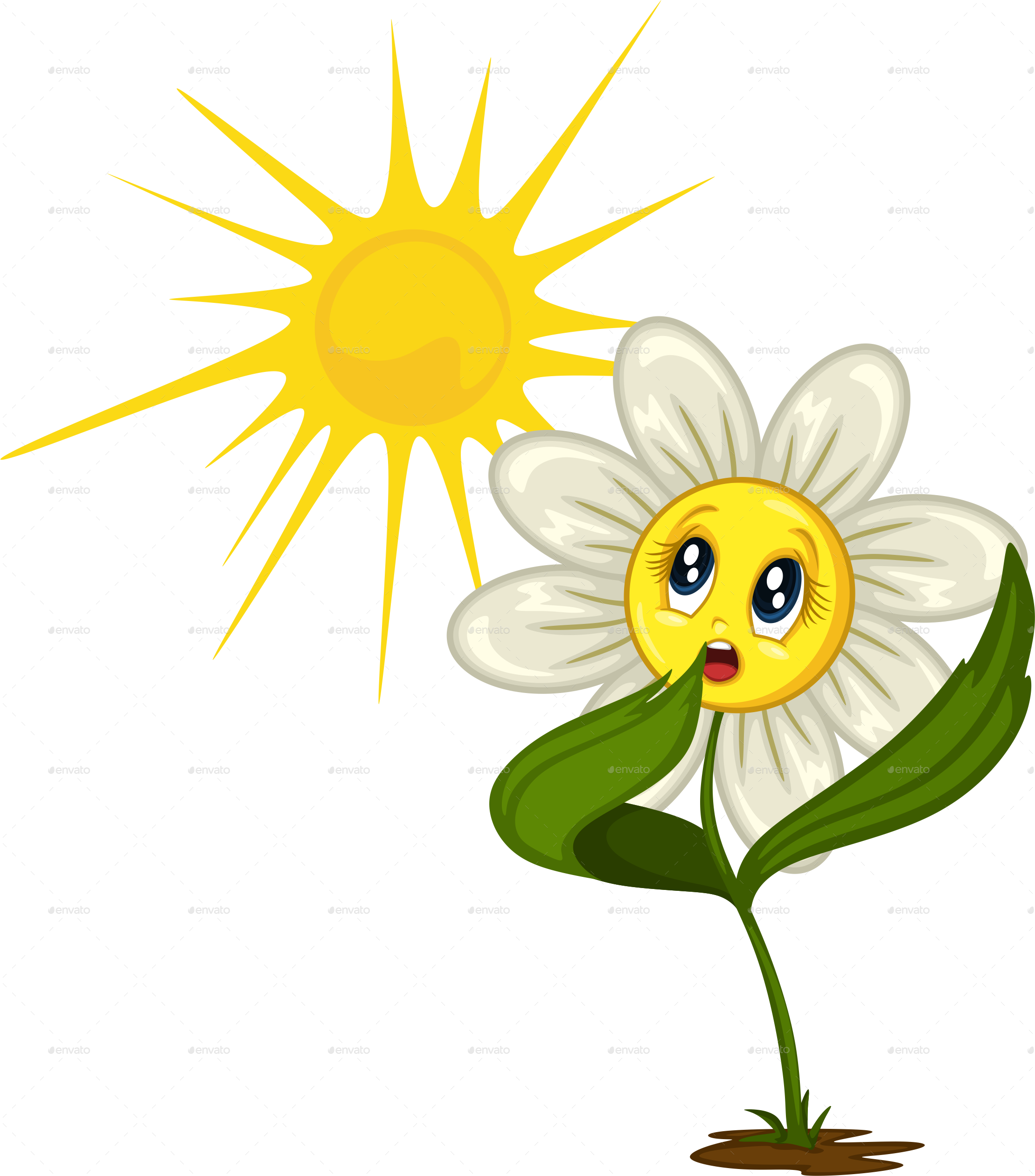 Cartoon Daisy Stickers For Different Situations - Daisy Flower Cartoon ...