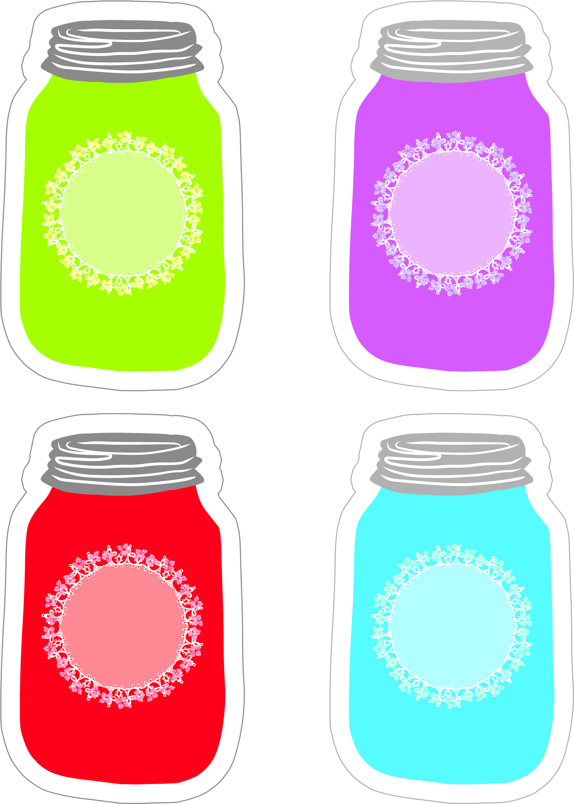 Colorful Mason Jar Tag Collection Free Printable - Color Mason Jar ...