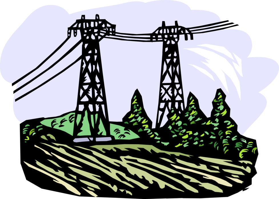 Download Vector Illustration Of Transmission Towers Carry Electrical ...
