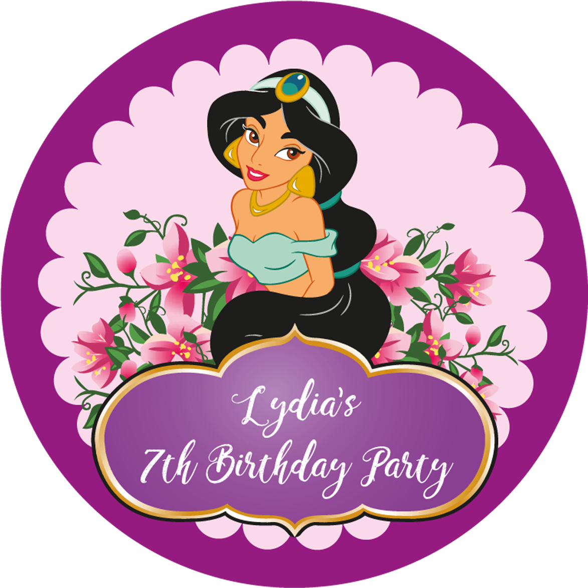 Princess Jasmine Party Box Stickers - Disney Jasmine Wooden Stamp ...