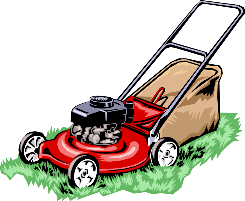 Download Vector Illustration Of Yard Work Lawn Mower Cuts Grass - Lawn ...
