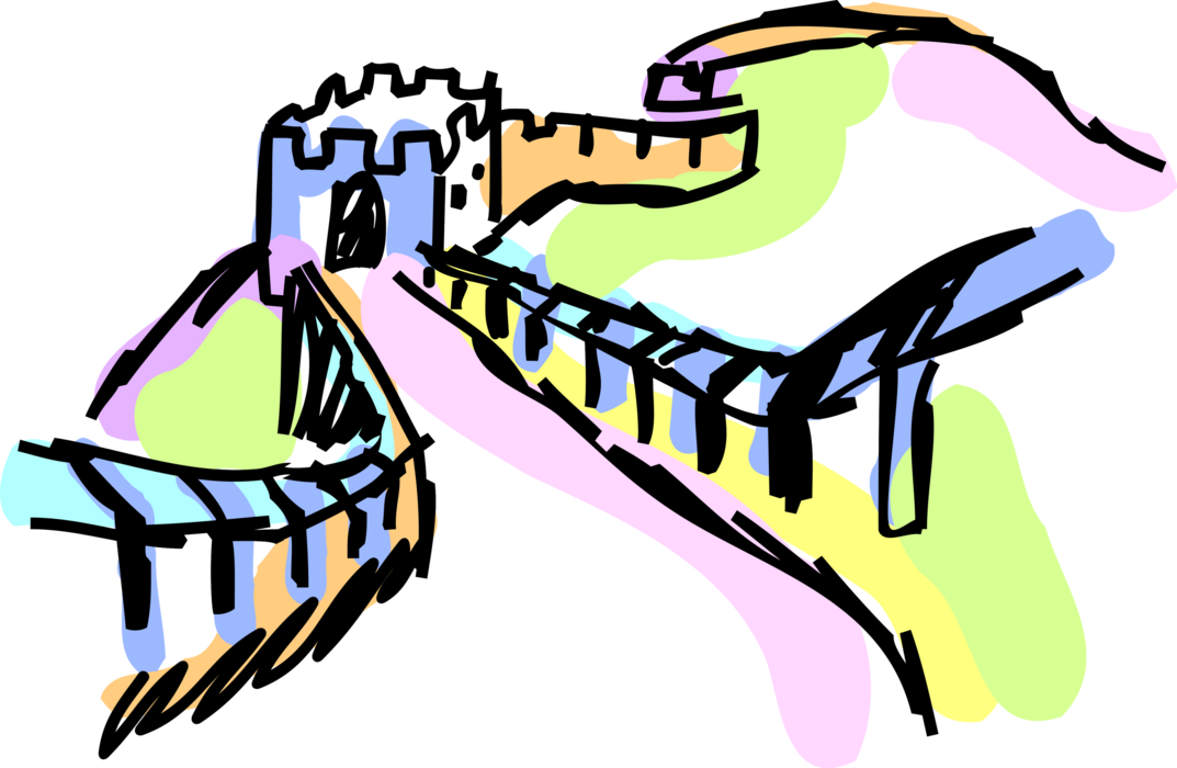 Vector Illustration Of Great Wall Of China Fortification - Easy Wall Of ...