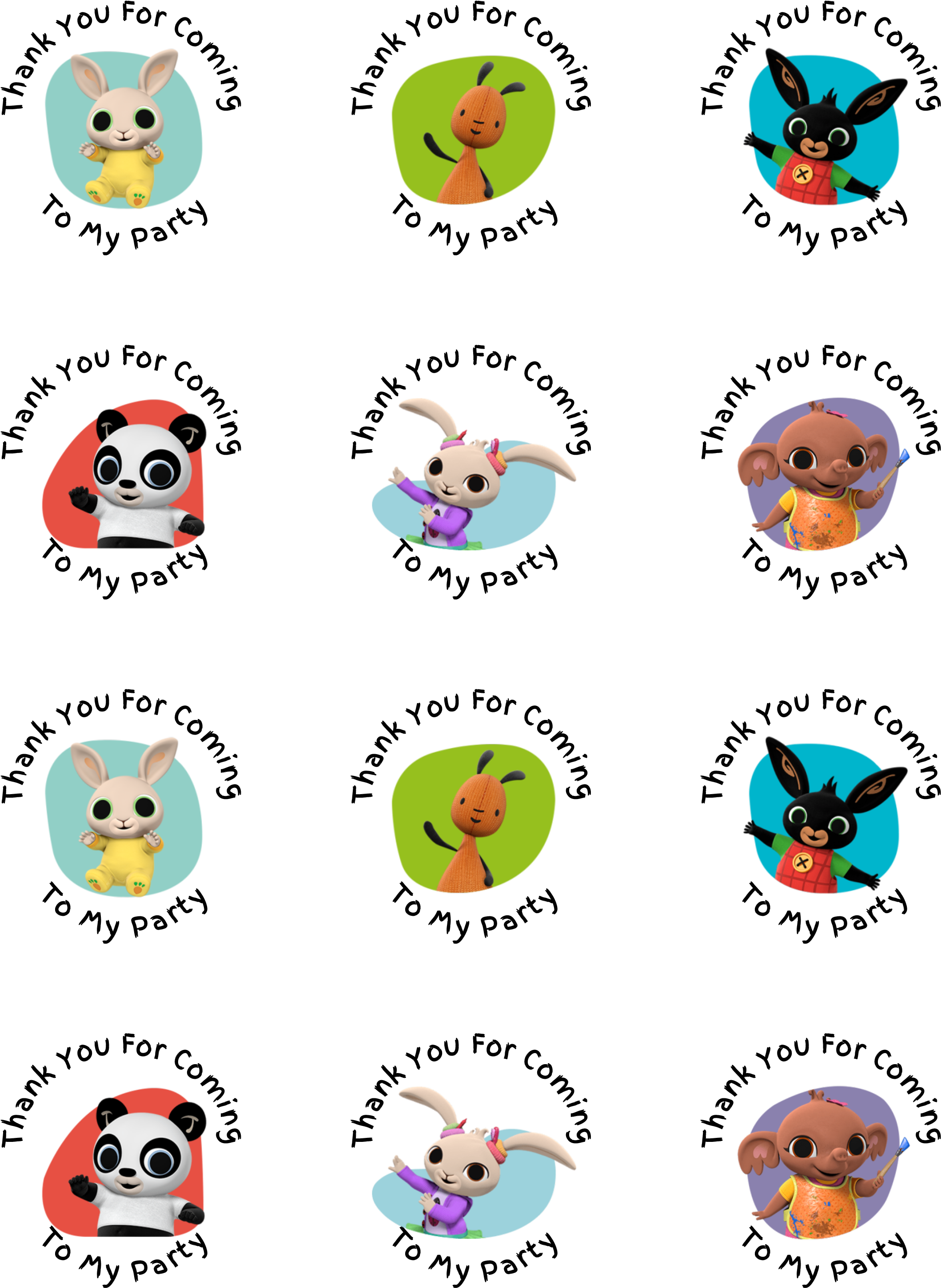 24 Bing Stickers - 15 Precut Bing Icing Cake Toppers Decals Decorations ...