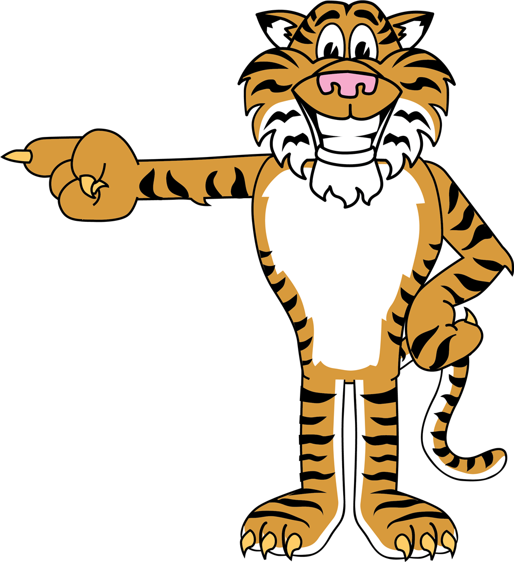 Download Tiger Mascot Pointing To The Left - Tiger Pointing Clipart ...