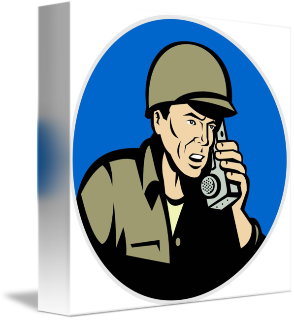 Military Soldier Talking Radio Walkie Talkie By - Soldier Cartoon On ...