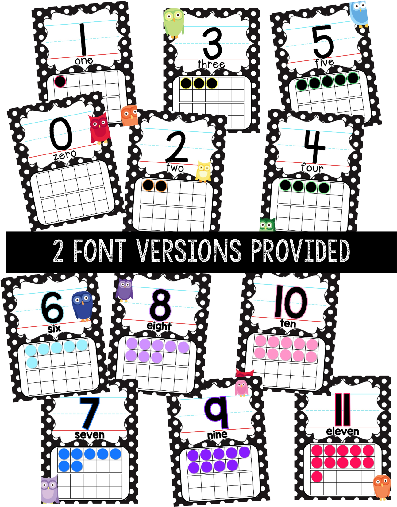 Number Posters Rainbow Owl With Black White - Clip Art - Png Download ...