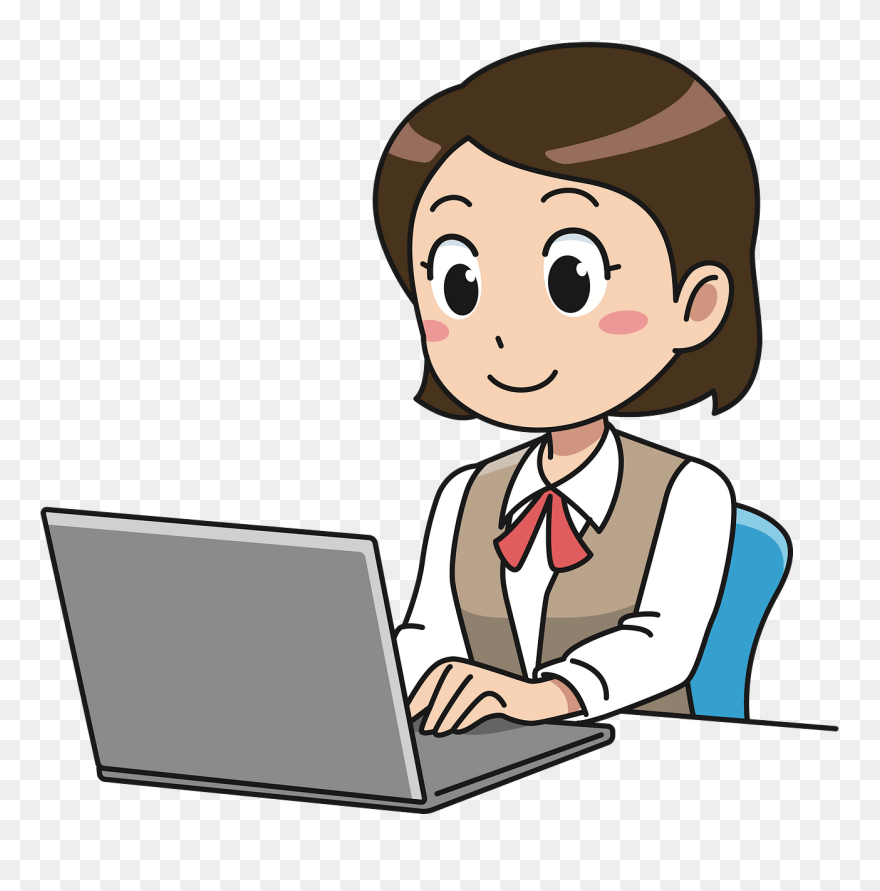 Download Business Woman Working - Girl With Laptop Clipart - Png ...