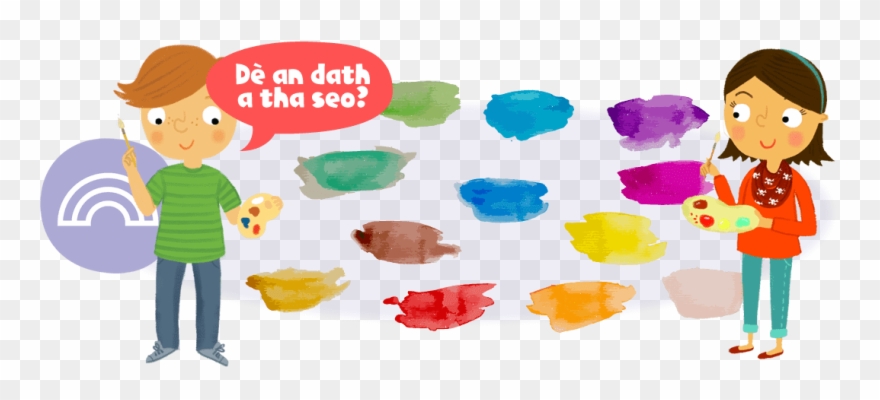 Two Kids With Paintbrushes Asking About Colour - Color Clipart (#102112 ...