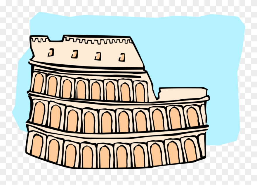 Vector Illustration Of Roman Forum Colosseum Or Coliseum - Clip Art ...