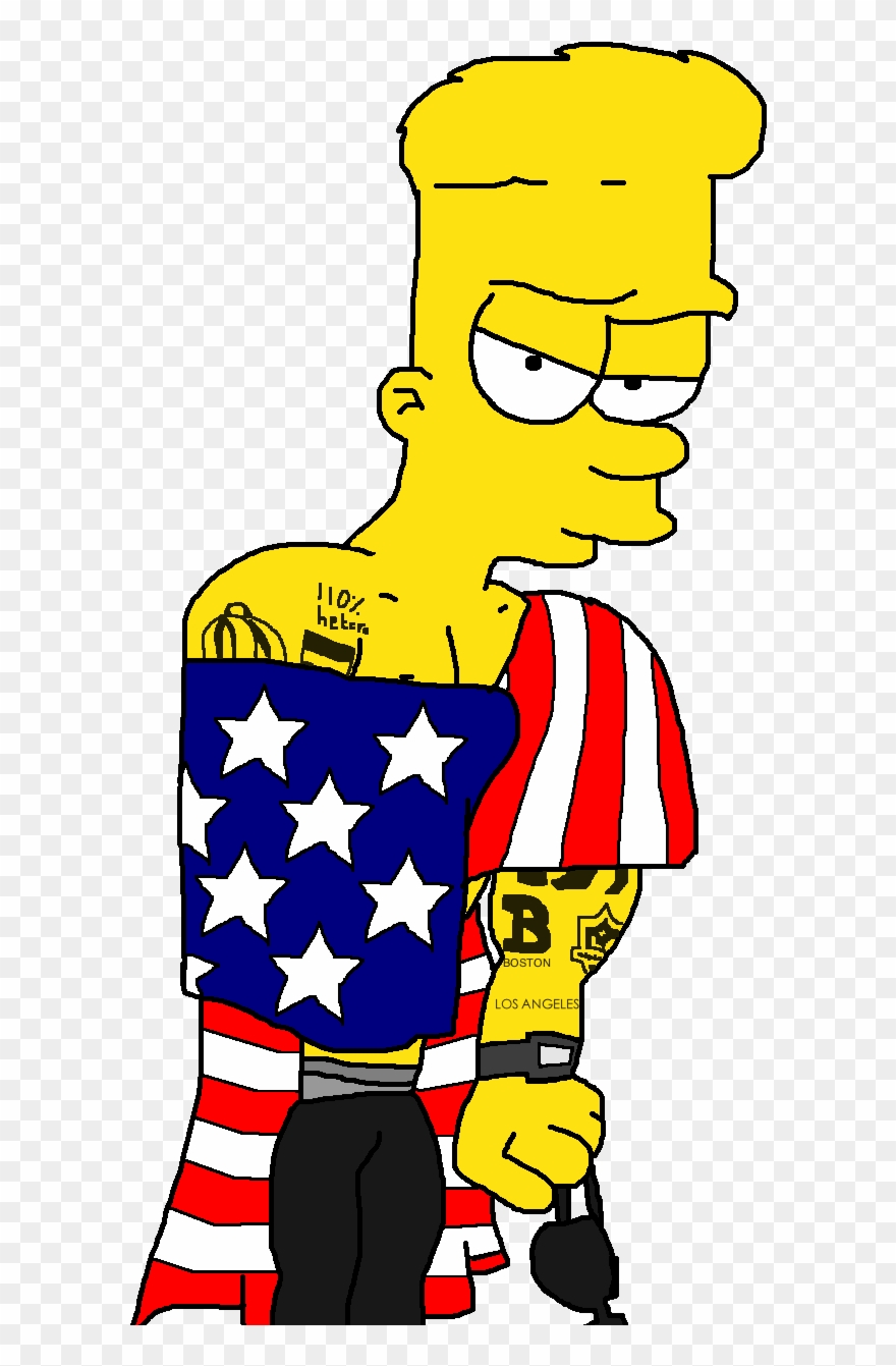 Sexy Muscle Bart Simpson With American Flag By Dgm-art - Sexy Bart ...
