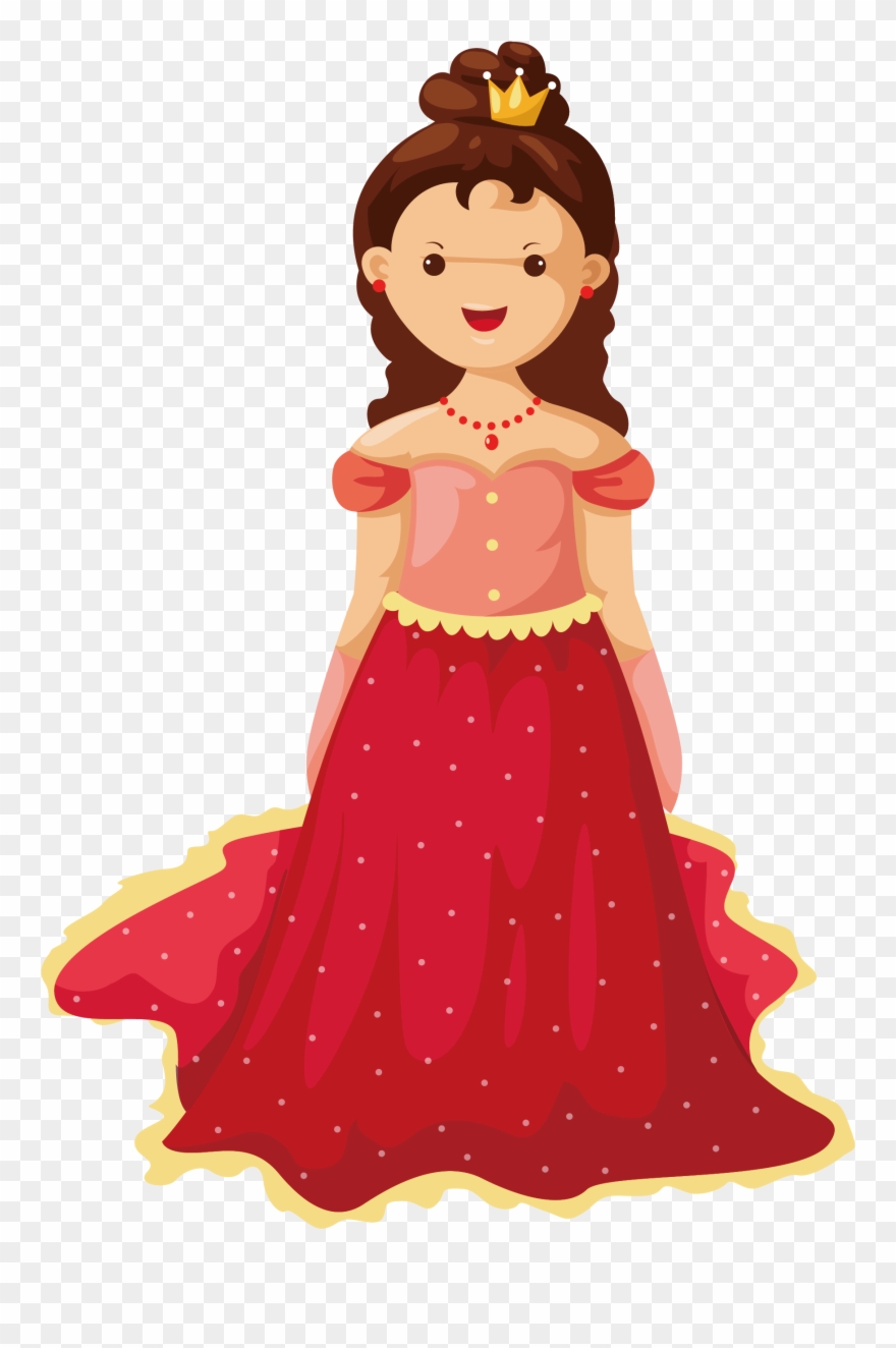 Princess Line Stock Photography - Princess With Red Dress Cartoon ...