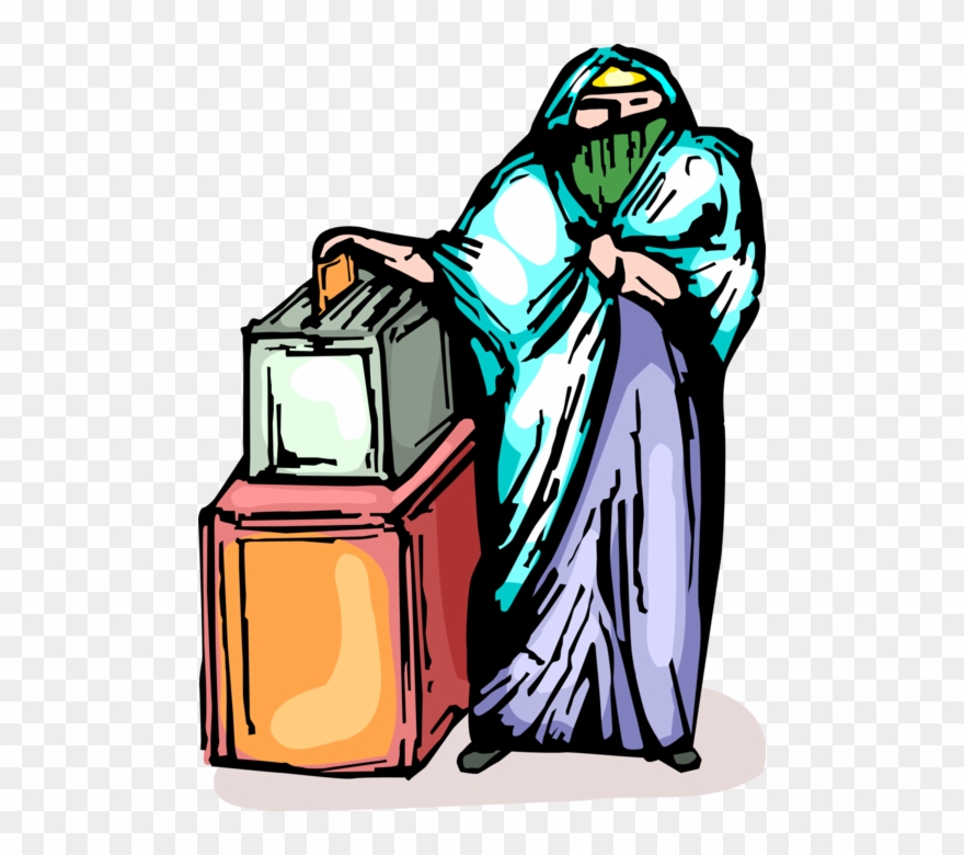 Vector Illustration Of Islamic Woman With Burqa Places Clipart ...