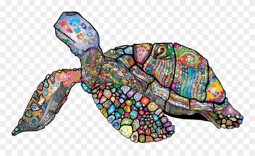 Sea Turtle Rendered As A Multi-colored Mosaic - Sea Turtle Vector Art ...