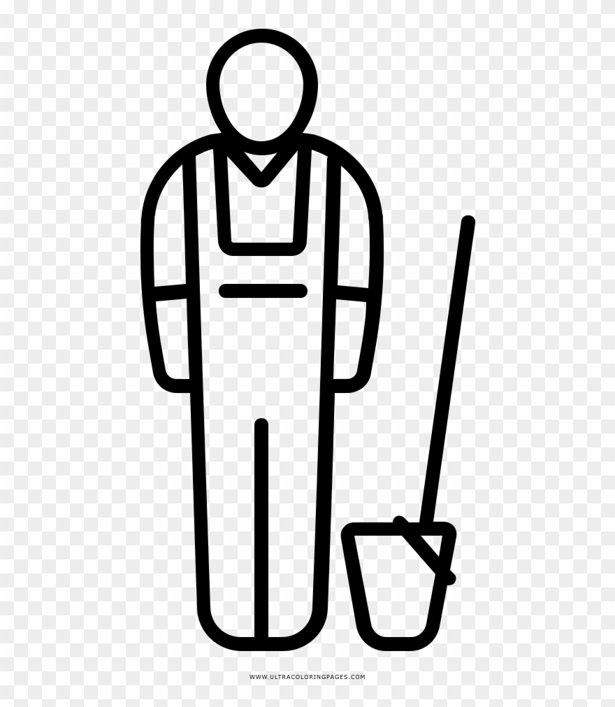 Janitor Coloring Page - Line Art Clipart (#1621887) - PinClipart