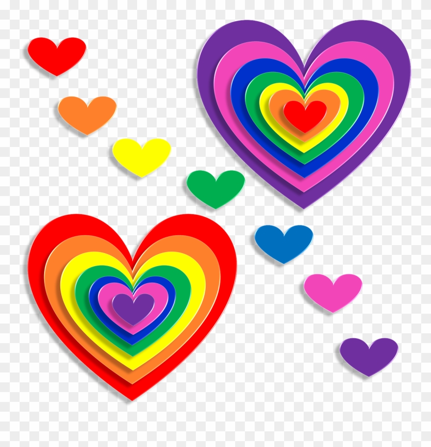 Hearts - Rainbow Hearts Valentines Day Greeting Cards Clipart (#1777670 ...