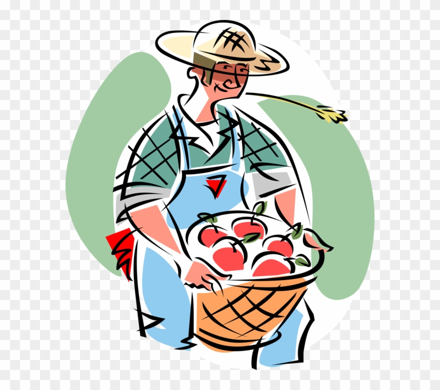 Farmer With Apple Orchard Harvest - Apple Farmer Clipart - Png Download ...