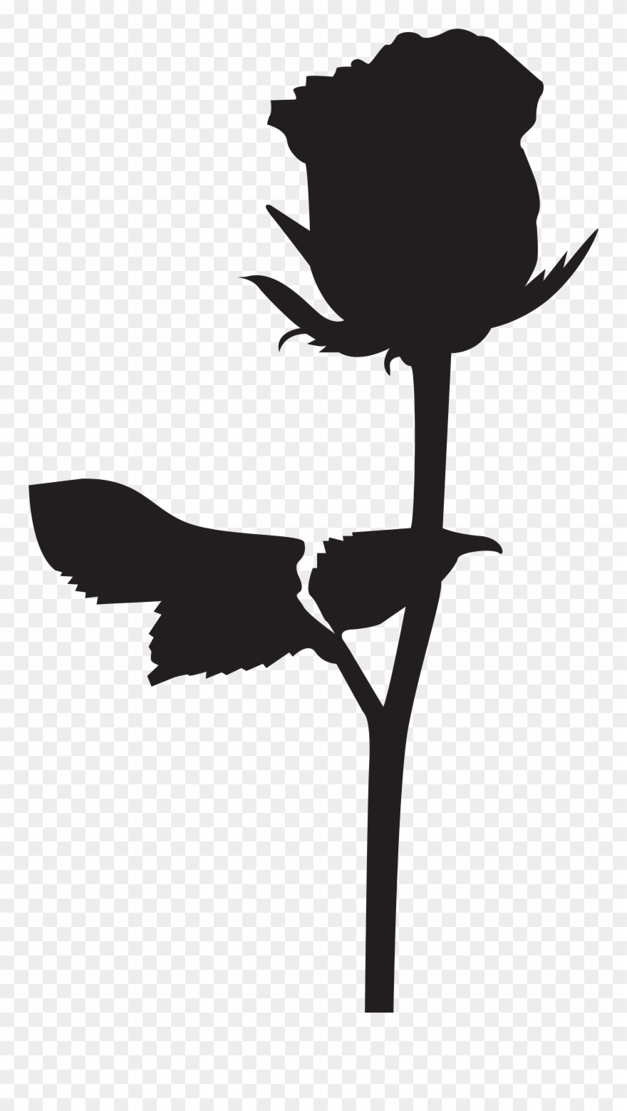 Rose Vine Silhouette Clip Art - Silhouette Of A Rose - Png Download ...