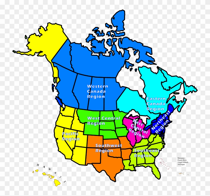 Regions Map Of North America - Map