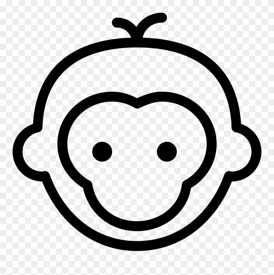 Monkey Ears Png Clip Black And White Stock - Monkey Icon Png ...