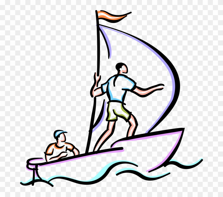 Download Vector Illustration Of Sailors Sail In Sailboat Watercraft ...