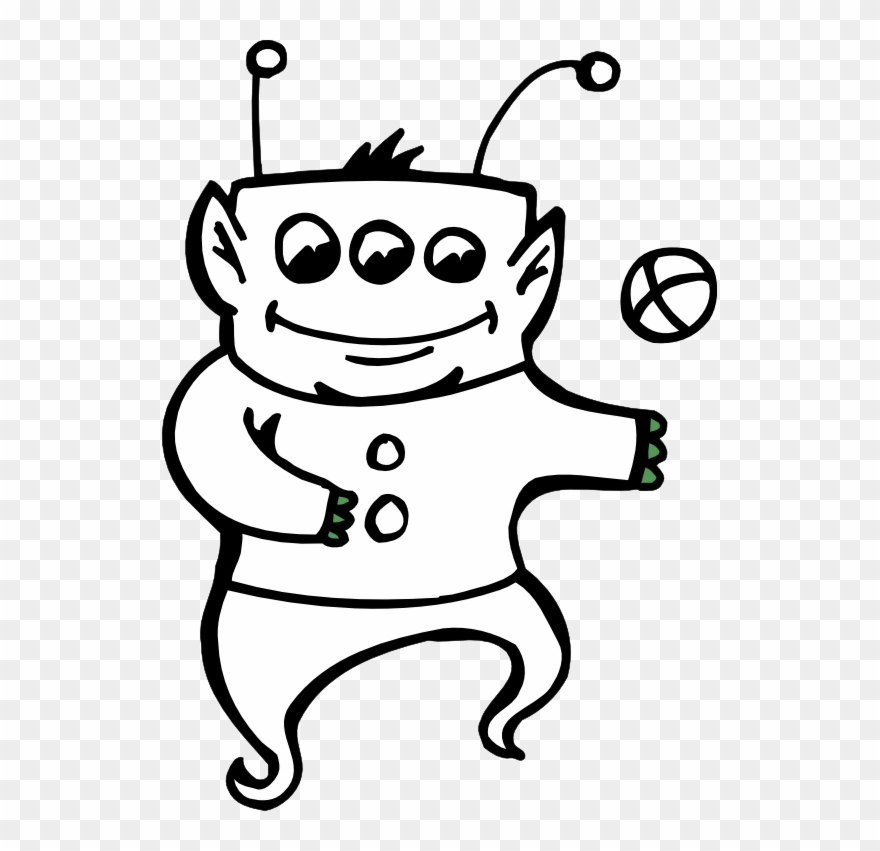 Download Artfavor Alien 1 Black White Line Art 555px 67 - Alien Clipart ...