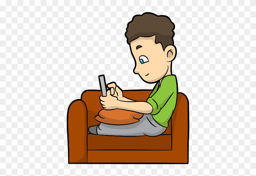 File Relaxed Cartoon Guy Using His Phone At Home Svg Clipart (#2382241 ...