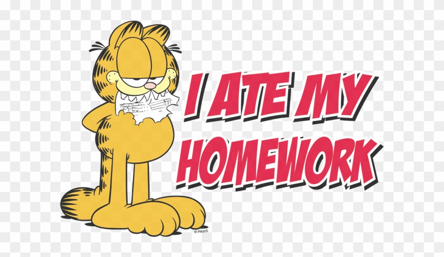 Garfield I Ate My Homework Youth T Shirt Clipart (#2446281) - PinClipart