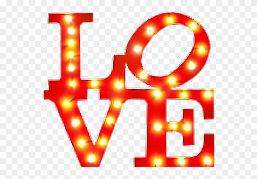 Red Love Lights Sign Marquee Textstickers Word Vintage Clipart ...
