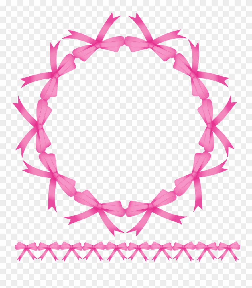 Bow Ribbon Wreath Frame Pink Png Image Clipart (#2505012) - PinClipart