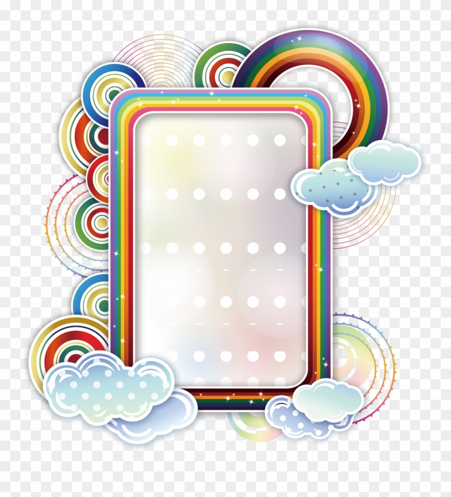 Borders And Frames Rainbow Cloud Clip Text - Vector Border - Png ...