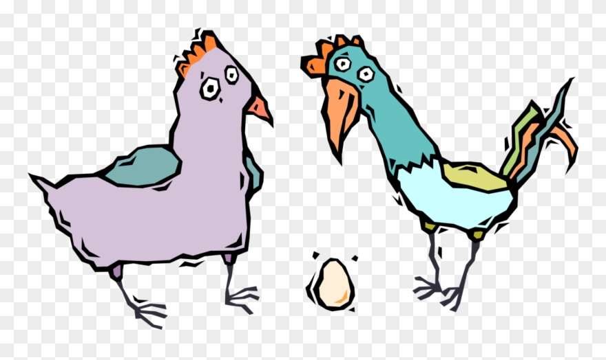 Vector Illustration Of Domestic Farm Hen Bird And Rooster Clipart ...