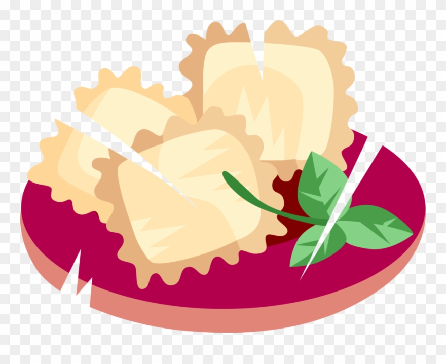 Ravioli Dumplings With Sealed Filling Vector Image - Plate Of Ravioli ...