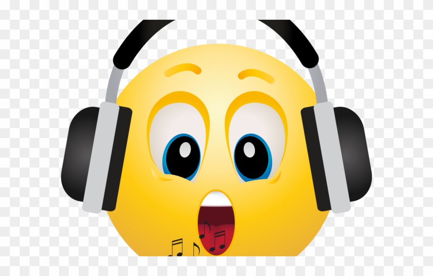 Headphone Clipart - Smiley With Headphones Png Transparent Png ...