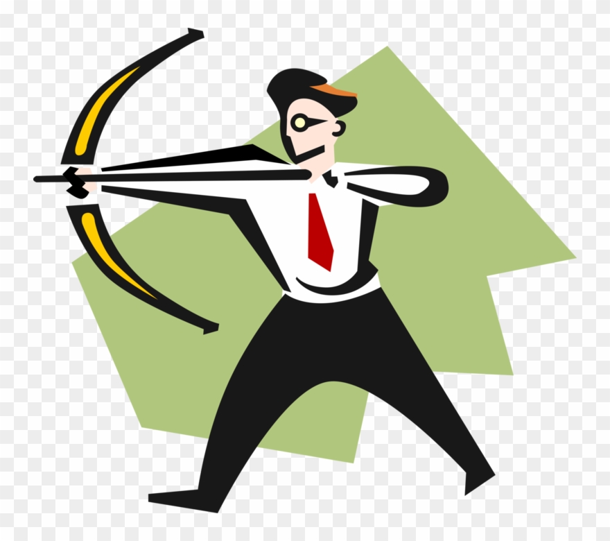 Vector Illustration Of Businessman Taking Aim With - Objective Cartoon ...
