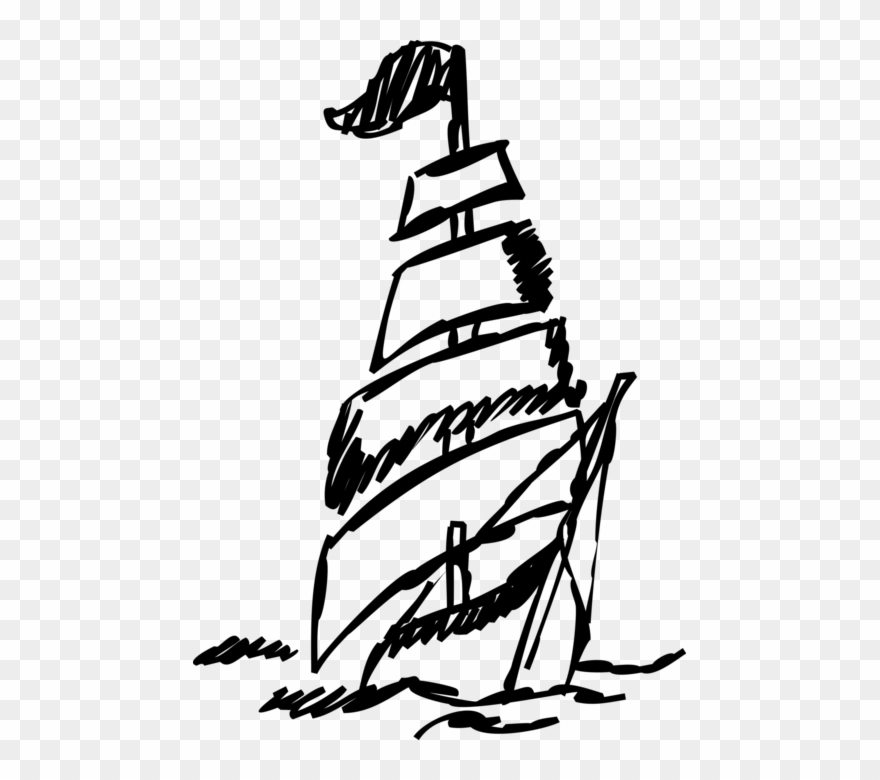 Vector Illustration Of Clipper Sailing Ship Traditionally-rigged ...
