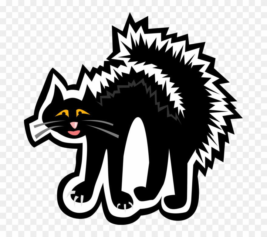 Vector Illustration Of Halloween Black Cat Associated - Black Cat ...