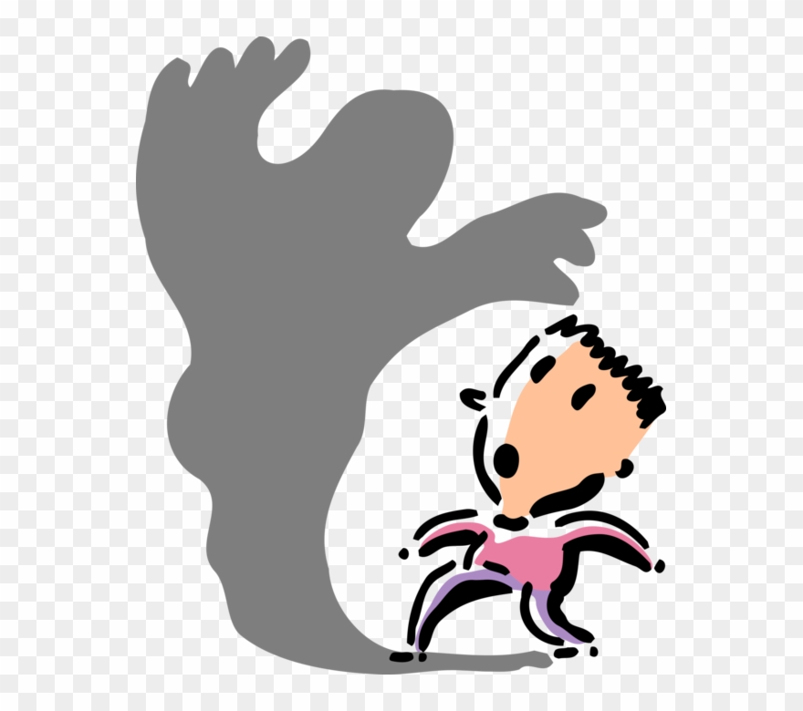 Vector Illustration Of Man Afraid Of Shadow Ghost Phantom, - Angst ...