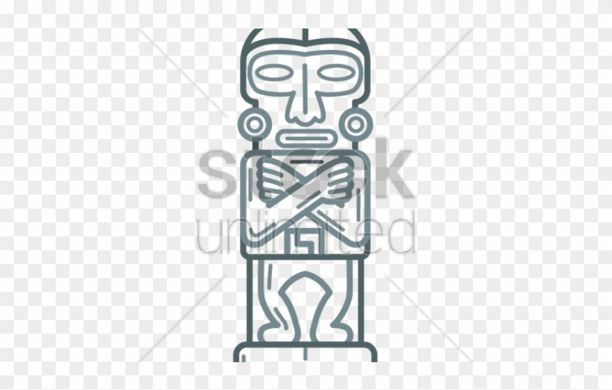 Drawn Totem Pole Mayan - Mayan Statue Head Drawing Clipart (#3803196 ...