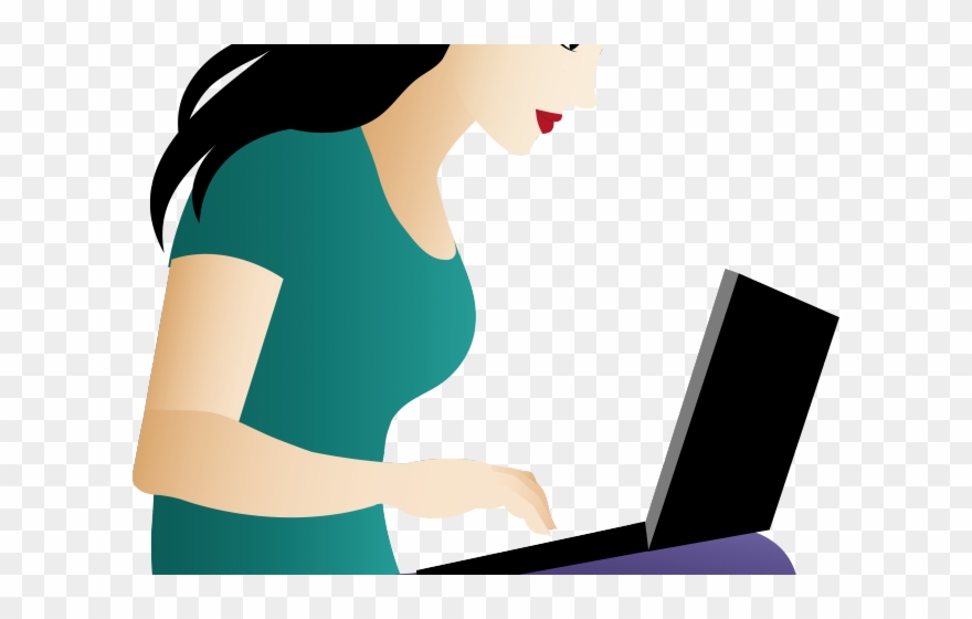 Laptop Clipart Professional Woman - Girl Using Computer Clipart - Png ...
