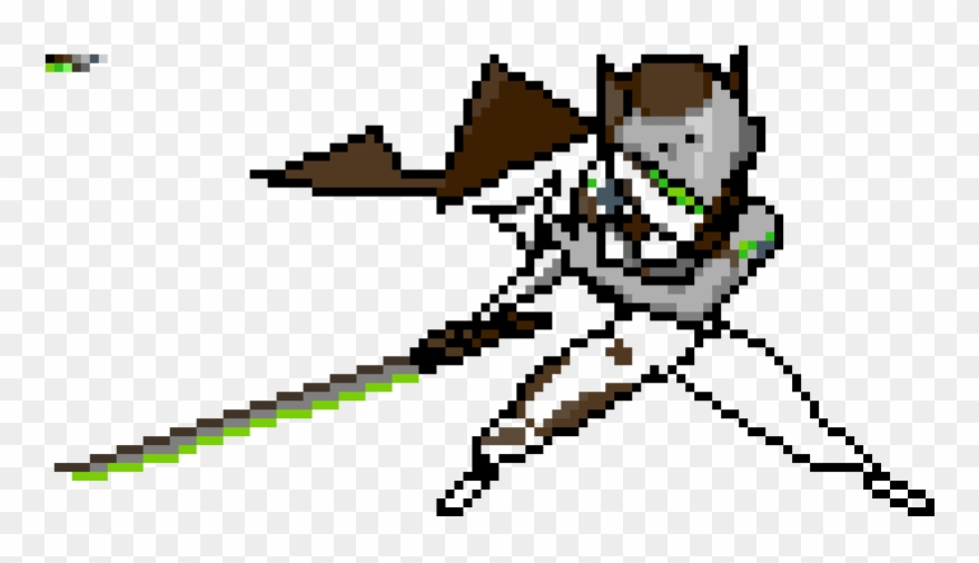 Genji Pixel Spray Art - Overwatch Genji Pixel Spray Clipart (#3931491 ...