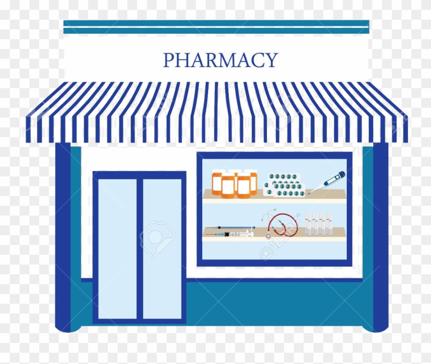 60655246 Raster Illustration Pharmacy Drugstore Shop - Drugstore Vector ...