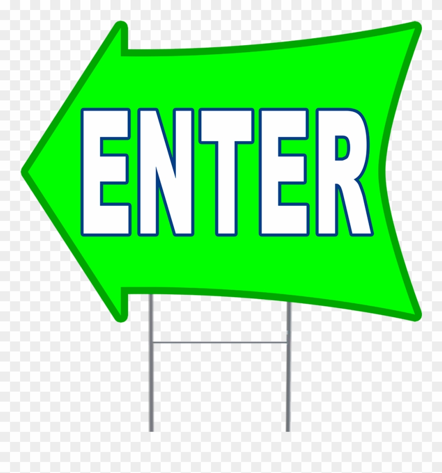 Enter 2 Sided Arrow Yard Sign 18" X 24" With Metal Clipart (#3949354 ...