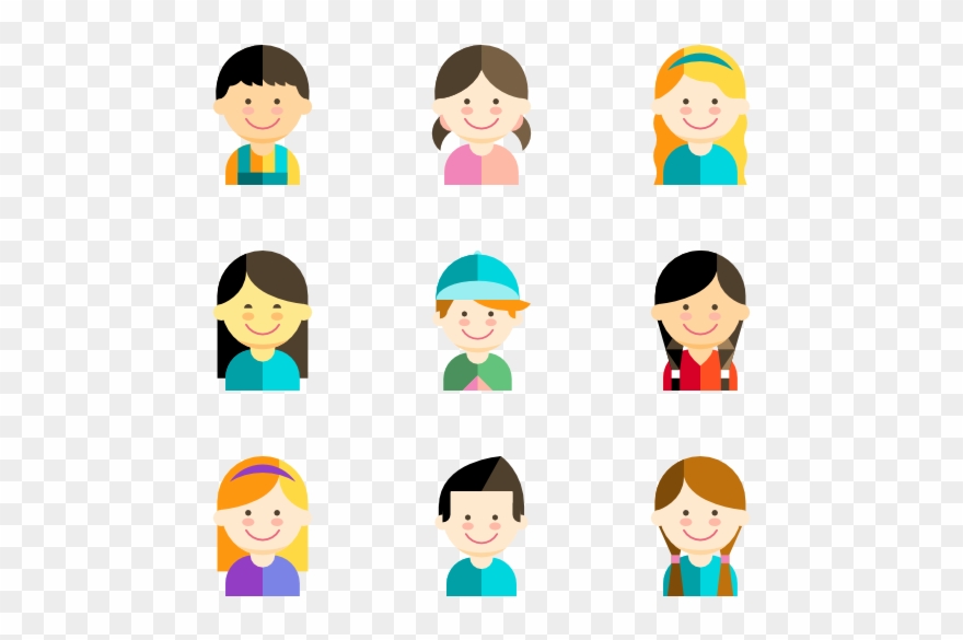 Vector Avatars Kids Clip Art Transparent Library - Children Flat Icon ...