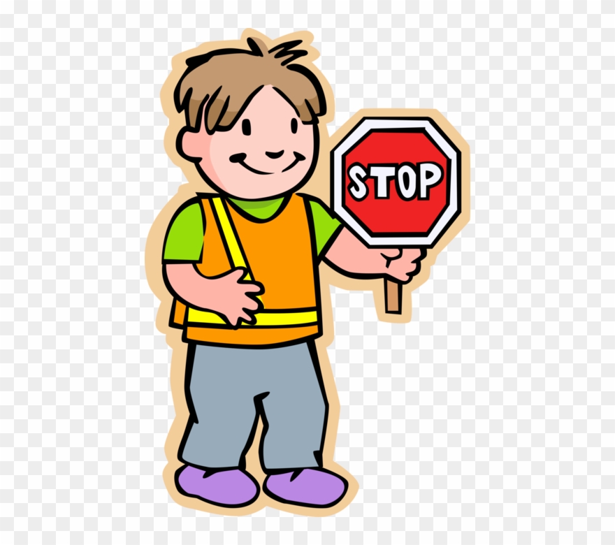 School Crossing Guard With Stop Sign - Safety Patrol Clipart - Png ...